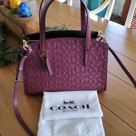 Coach | Bags | Coach Charlie Carryall 28 In Signature Leather Wine ...